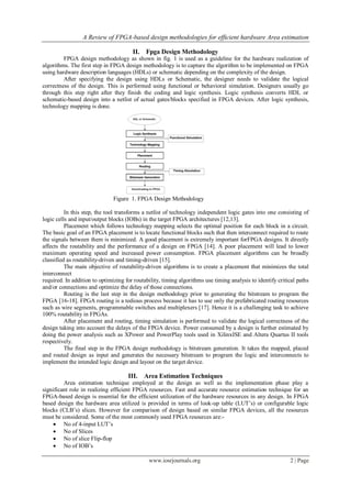 A Review of FPGA-based design methodologies for efficient hardware Area estimation | PDF