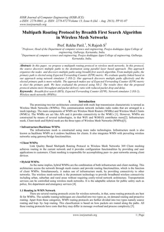 Multipath Routing Protocol by Breadth First Search Algorithm in Wireless Mesh Networks | PDF