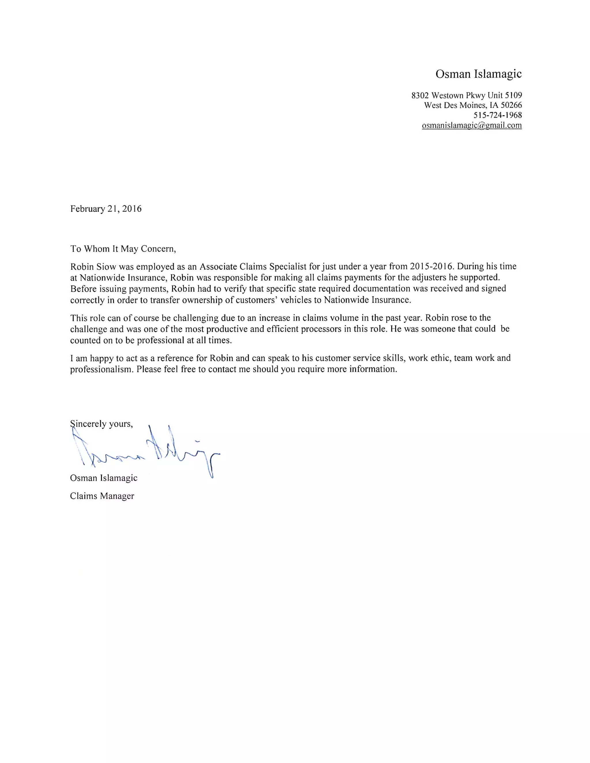 Letter of recommendation Osman | PDF