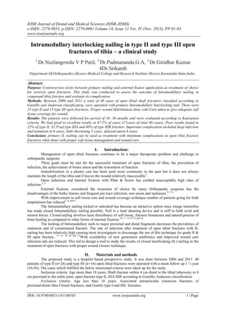 Intramedullary interlocking nailing in type II and type III open fractures of tibia – a clinical ...