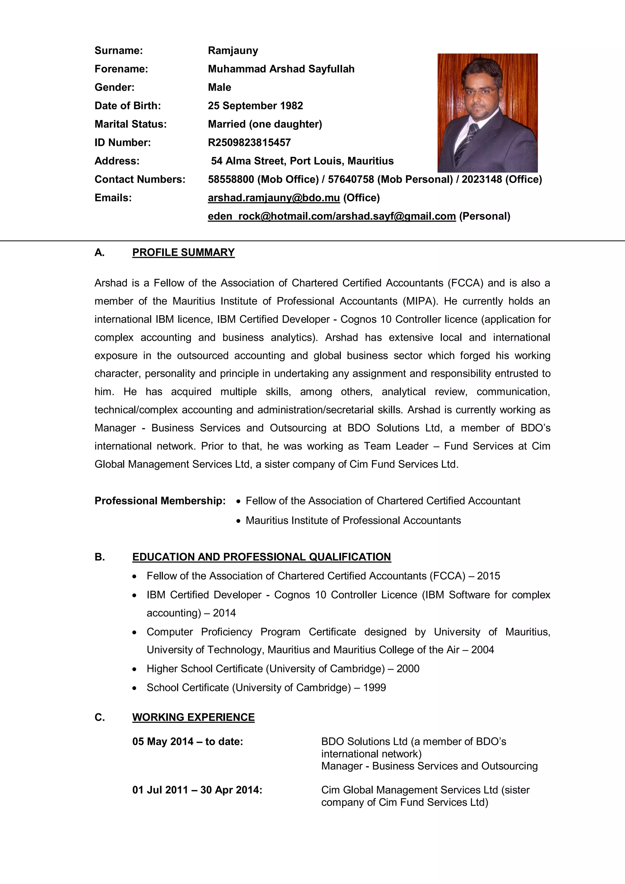 CV_Arshad Ramjauny | PDF