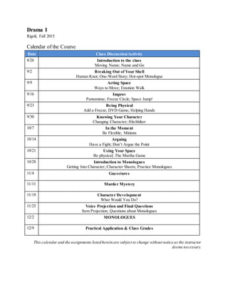 Drama Syllabus | DOCX | Theater | Fine Art