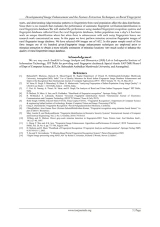 Developmentof Image Enhancement and the Feature Extraction Techniques on Rural Fingerprint ...