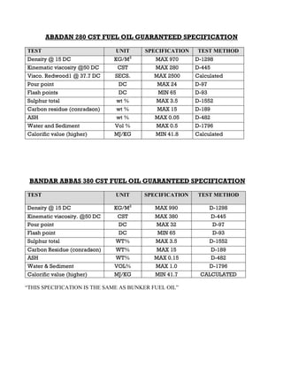 Fuel oil specification | PDF
