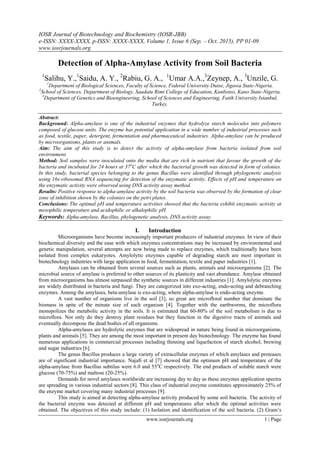 Detection of Alpha-Amylase Activity from Soil Bacteria | PDF
