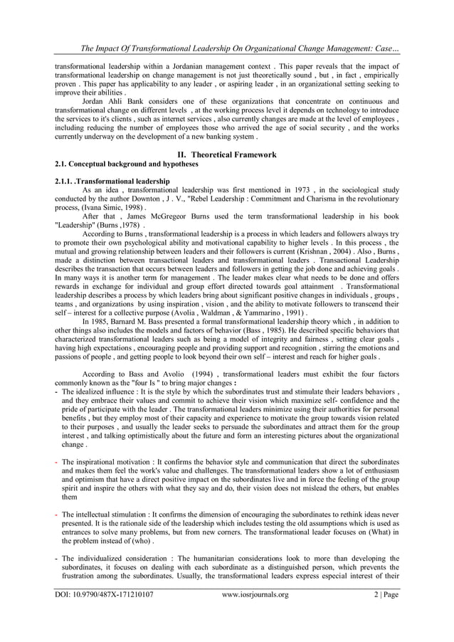 The Impact of Transformational Leadership on Organizational Change Management: Case Study at ...