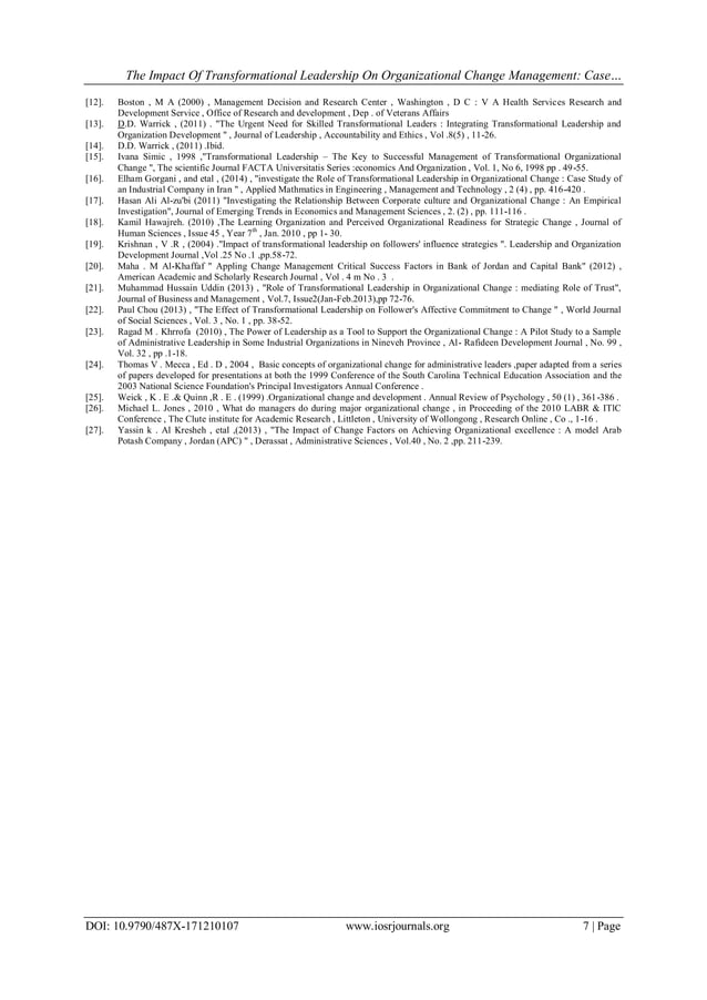 The Impact of Transformational Leadership on Organizational Change Management: Case Study at ...