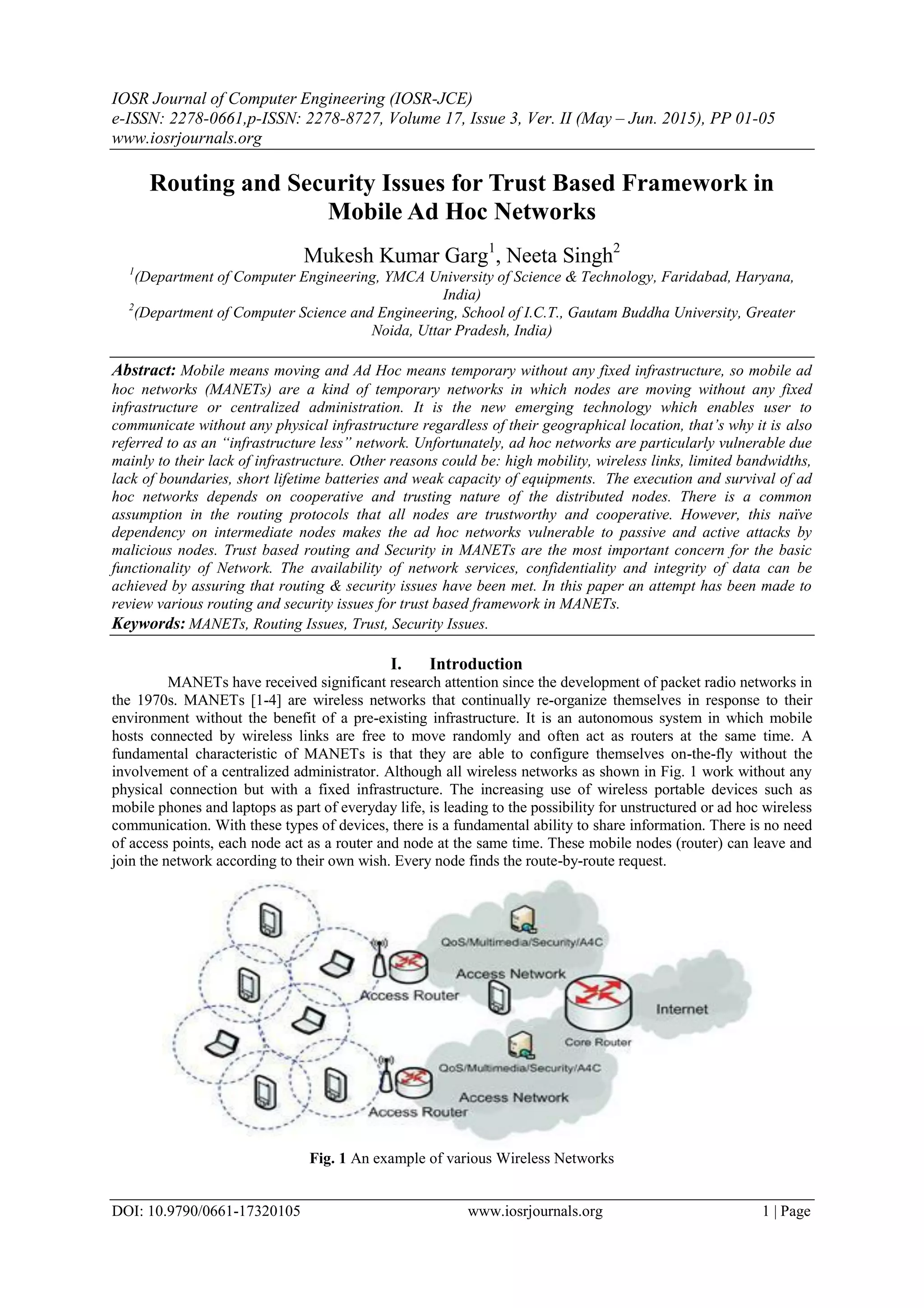 Routing And Security Issues For Trust Based Framework In Mobile Ad Hoc Networks Pdf