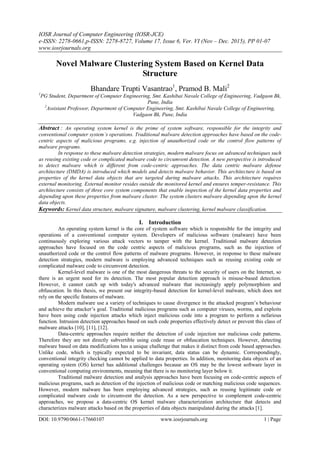 Novel Malware Clustering System Based on Kernel Data Structure | PDF