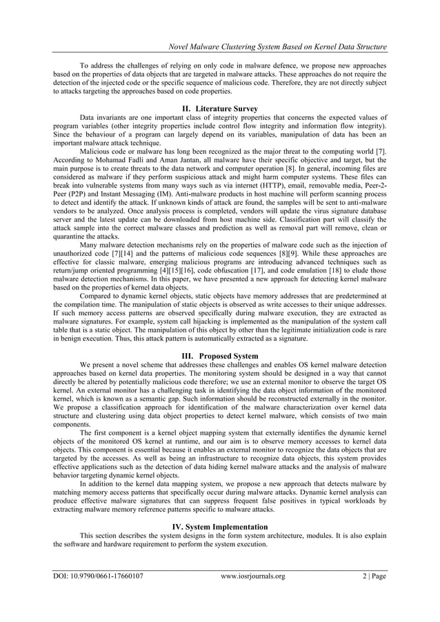 Novel Malware Clustering System Based on Kernel Data Structure | PDF