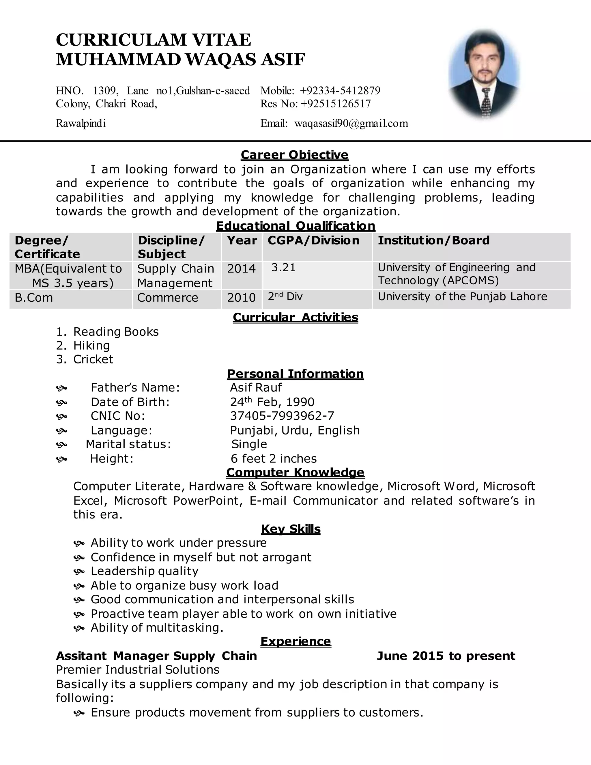 CV of Waqas Asif | DOCX
