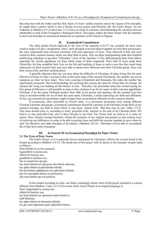 Pater Noster (Matthew 6:9-13) As a Paradigm for Ecumenical Commitment ...