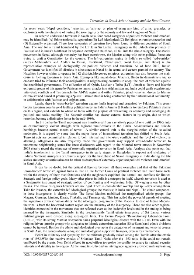 Terrorism in South Asia: Anatomy and the Root Causes | PDF | Terrorism | Sensitive Topics
