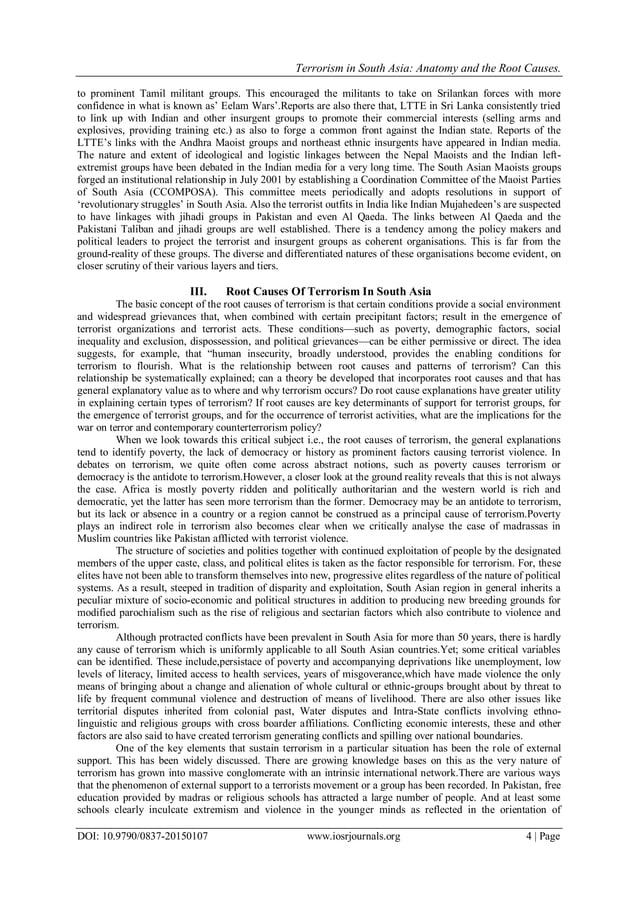 Terrorism in South Asia: Anatomy and the Root Causes | PDF | Terrorism | Sensitive Topics