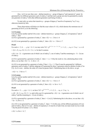 Minimum Size of Generating Set for Transitive p - Group G of Degree 3 p . | PDF