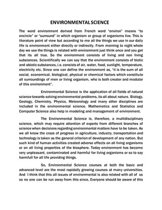 ARTICLE ON ENVIRONMENTAL SCIENCE | DOCX