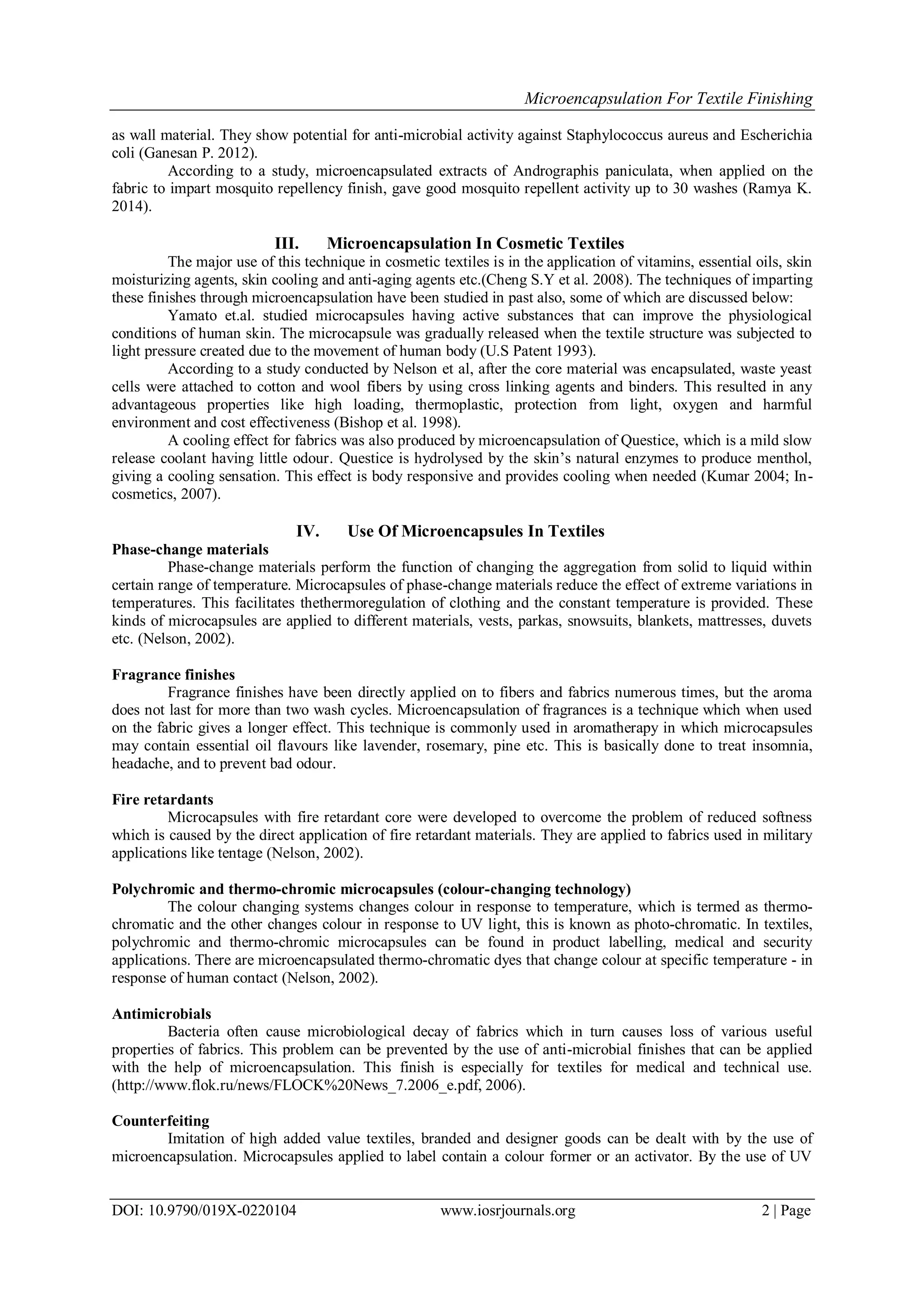 Microencapsulation for Textile Finishing | PDF