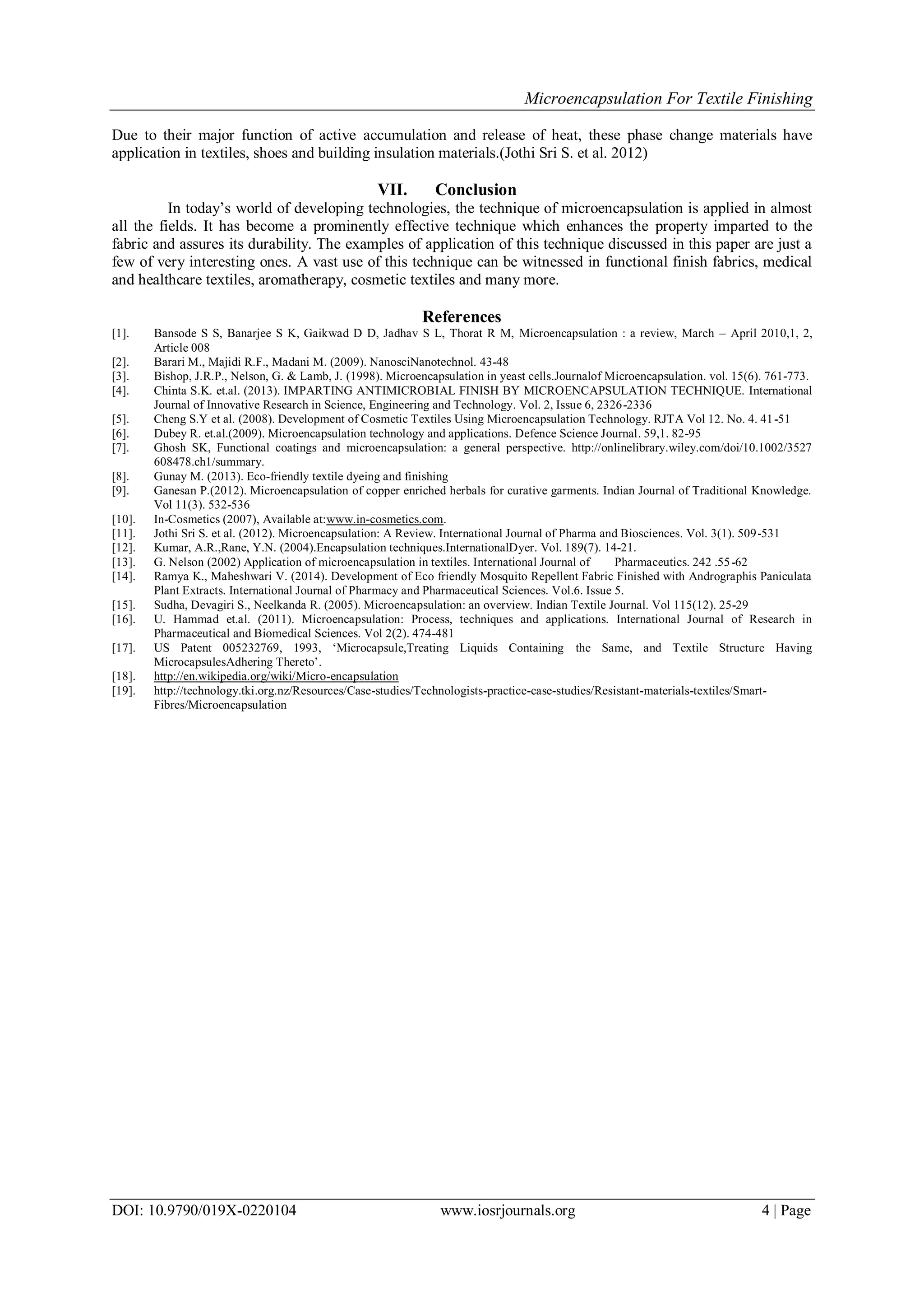 Microencapsulation for Textile Finishing | PDF