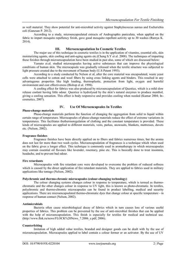 Microencapsulation for Textile Finishing | PDF