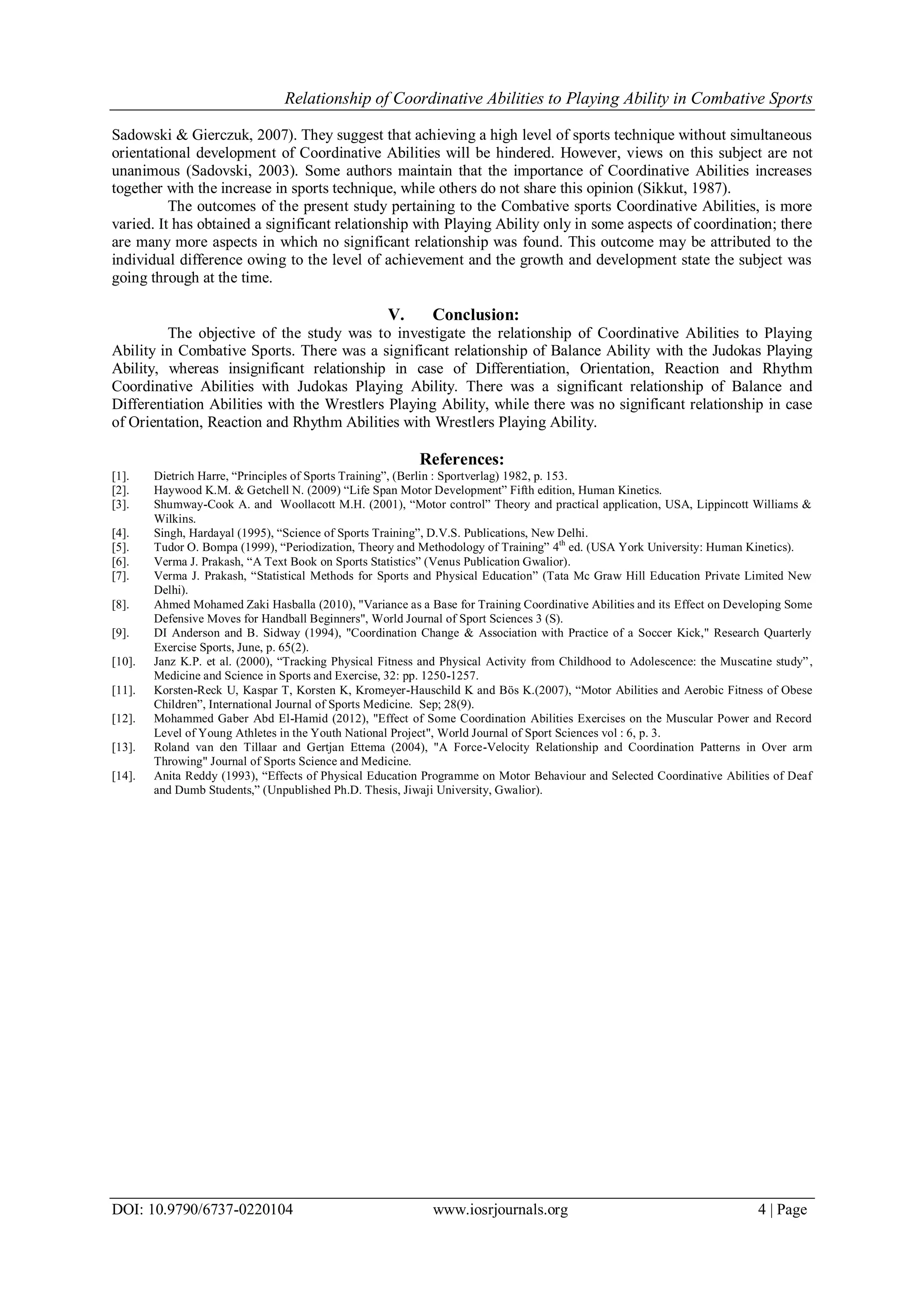 Relationship of Coordinative Abilities to Playing Ability in Combative ...