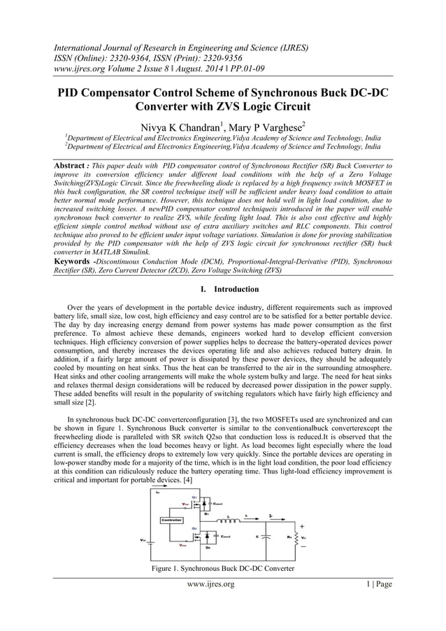PID Compensator Control Scheme of Synchronous Buck DC-DC Converter with ...