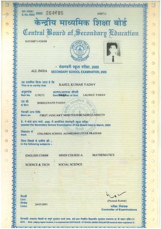 10th mark sheet and certificate | PDF