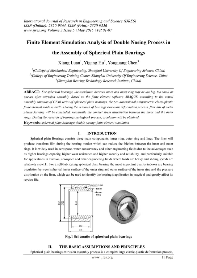 Finite Element Simulation Analysis of Double Nosing Process in the Assembly of Spherical Plain ...
