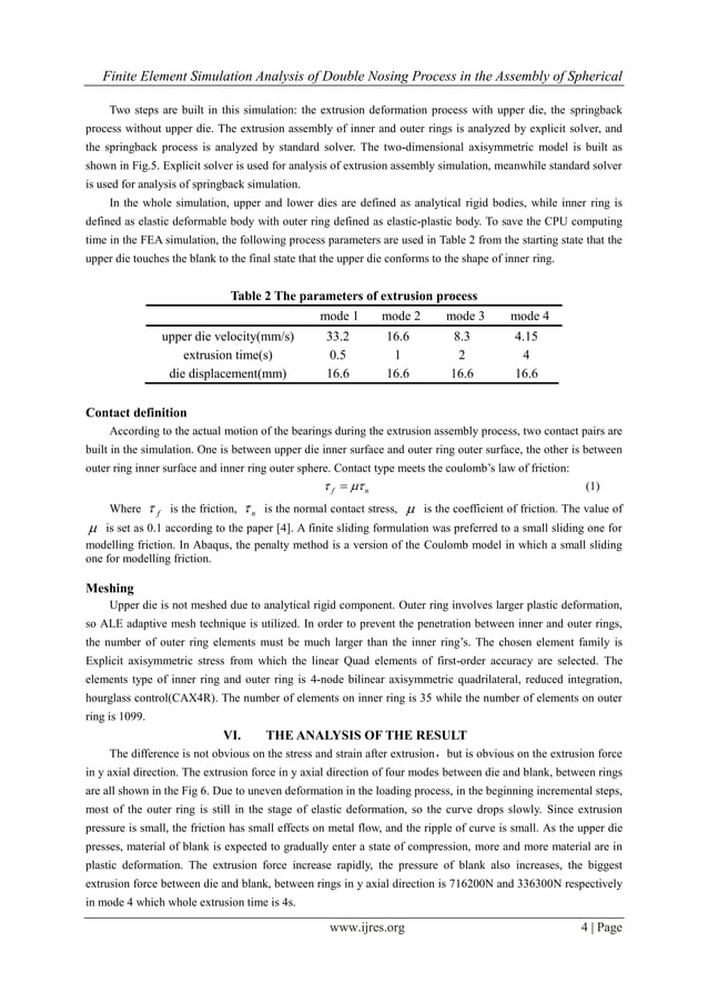 Finite Element Simulation Analysis of Double Nosing Process in the Assembly of Spherical Plain ...