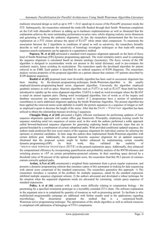 Automatic Parallelization for Parallel Architectures Using Smith Waterman Algorithm-Literature ...