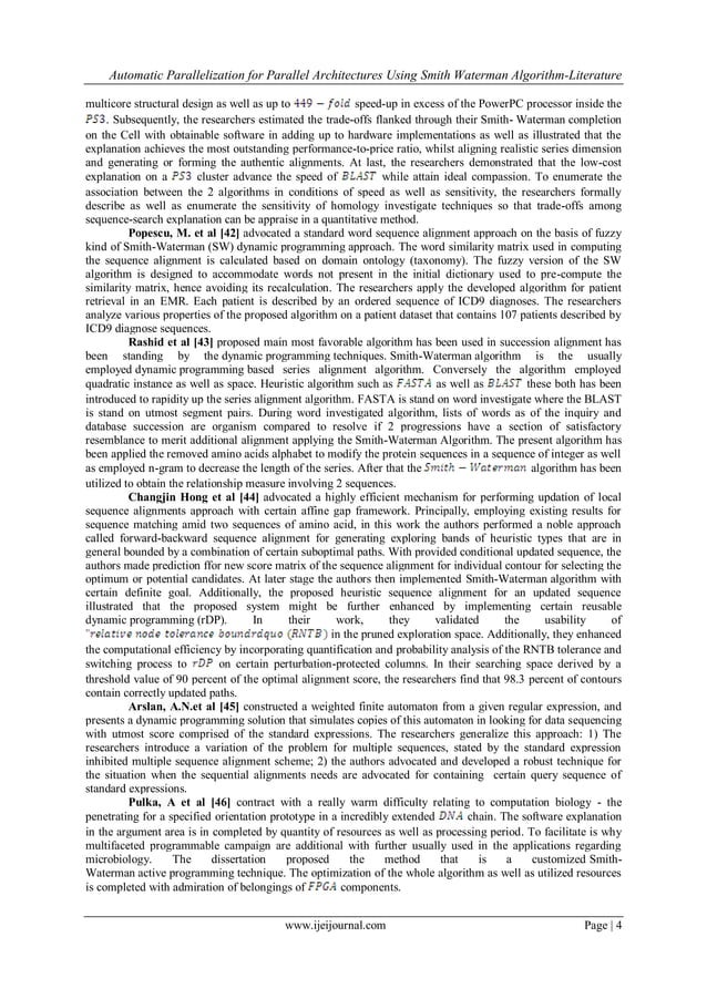 Automatic Parallelization for Parallel Architectures Using Smith Waterman Algorithm-Literature ...