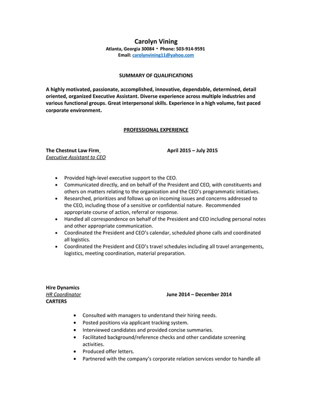 EXEC ASST UPDATE RES | DOC