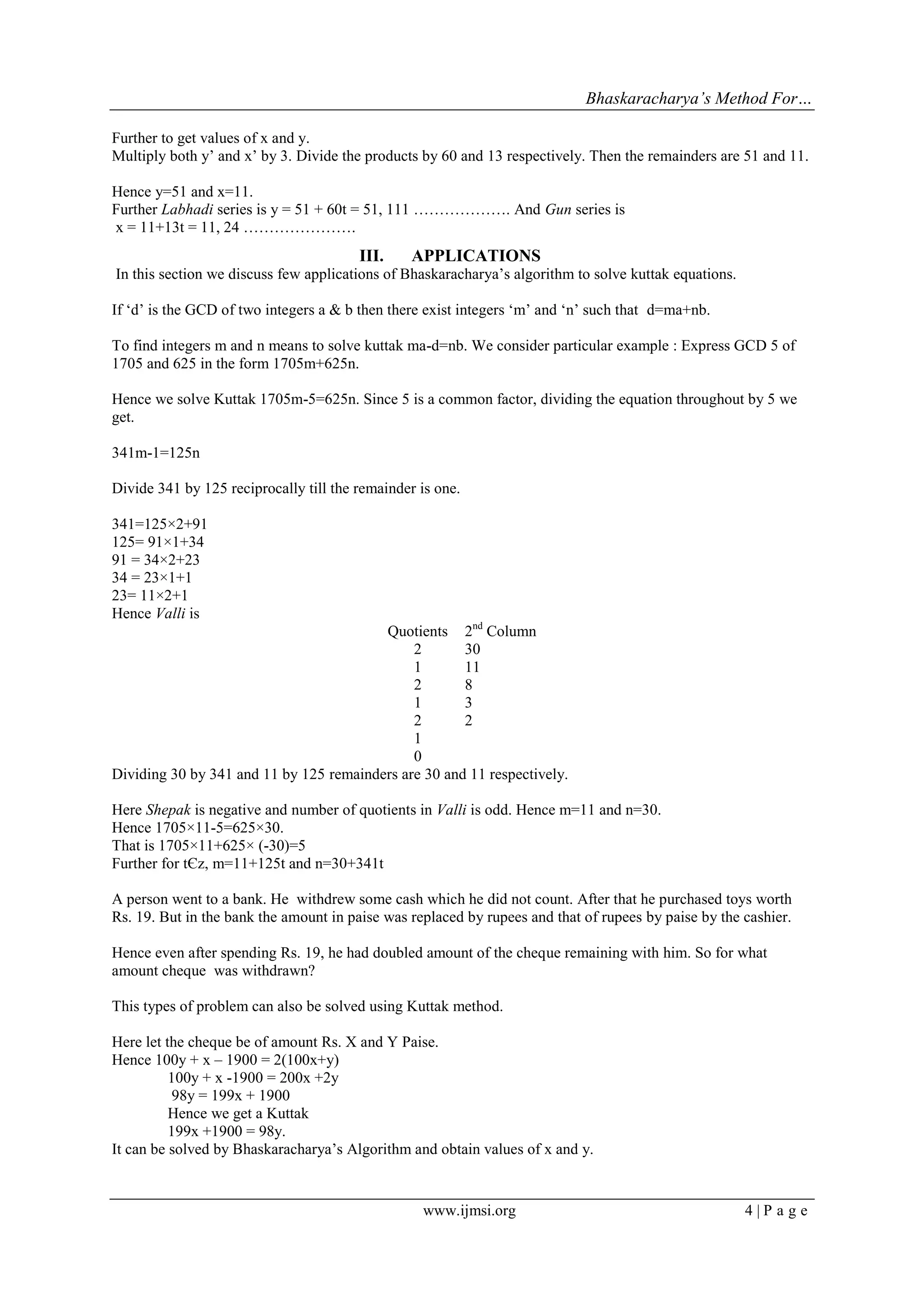 Bhaskaracharya's Method for Diophantine Equation | PDF