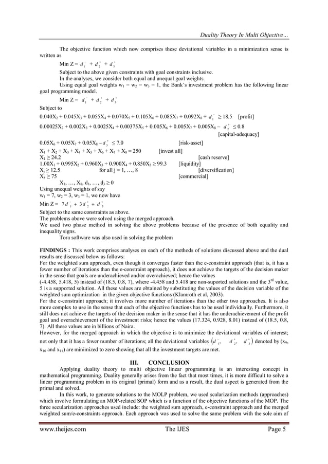 Duality Theory in Multi Objective Linear Programming Problems | PDF