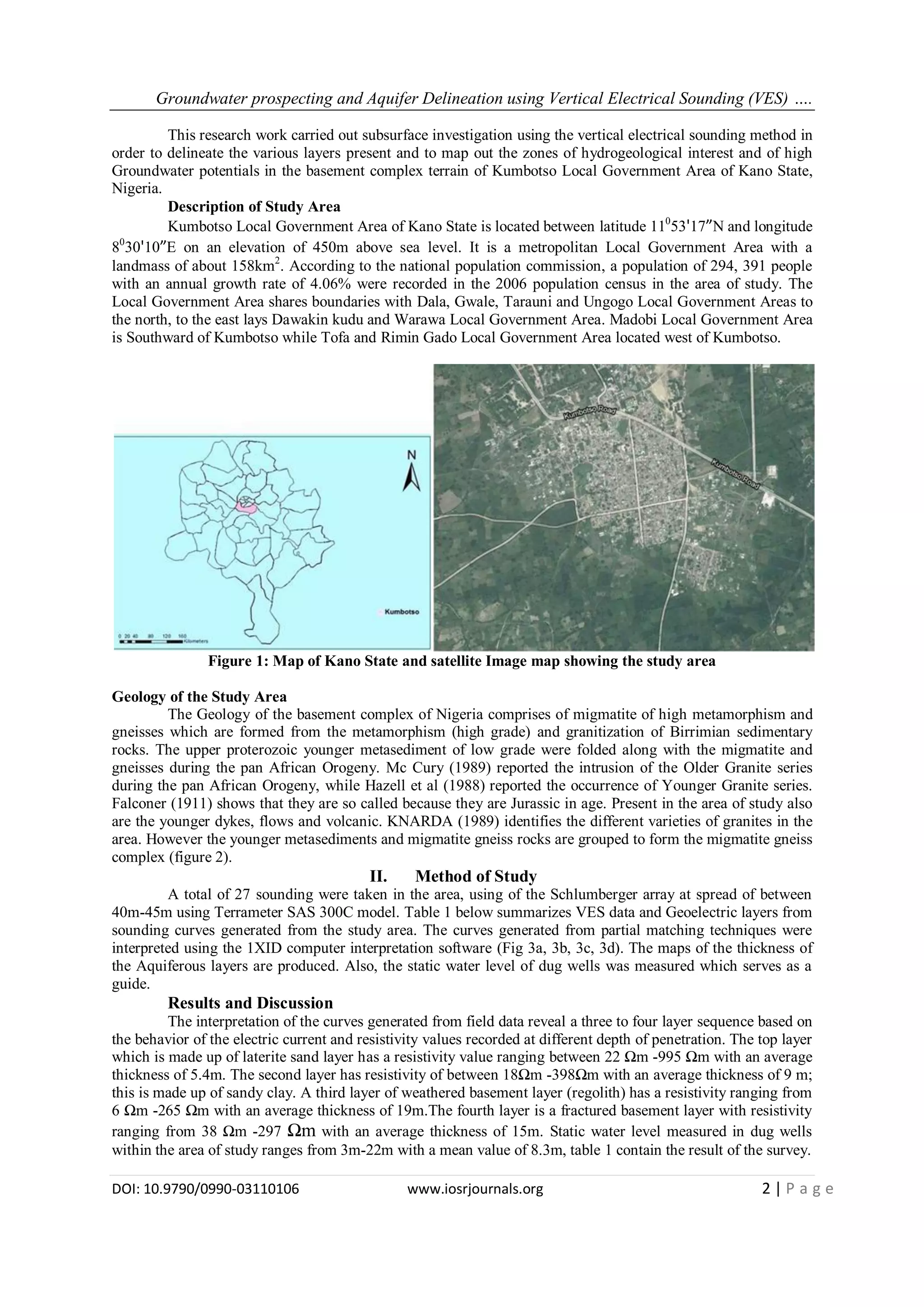 Groundwater prospecting and Aquifer Delineation using Vertical ...