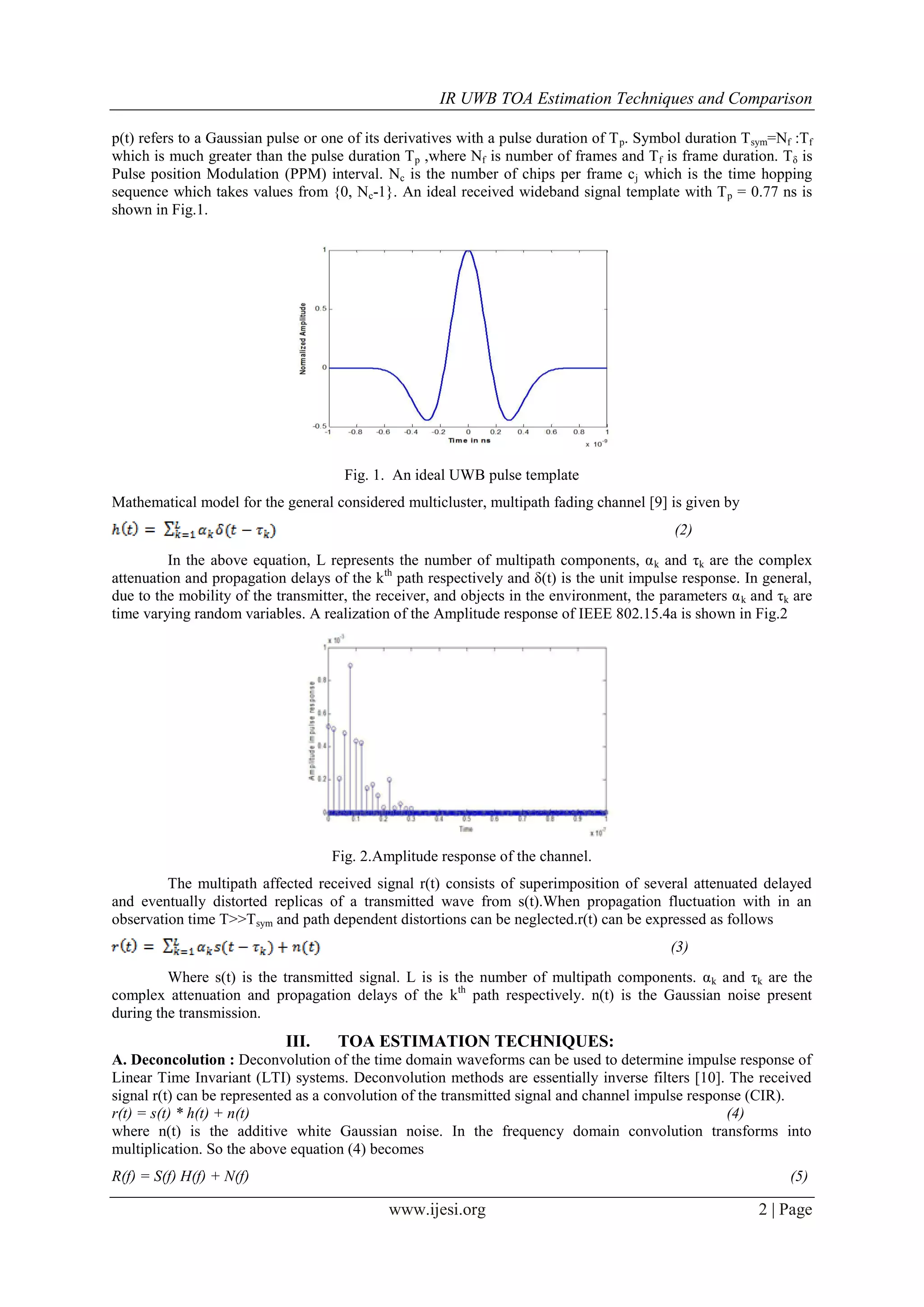 IR UWB TOA Estimation Techniques and Comparison | PDF