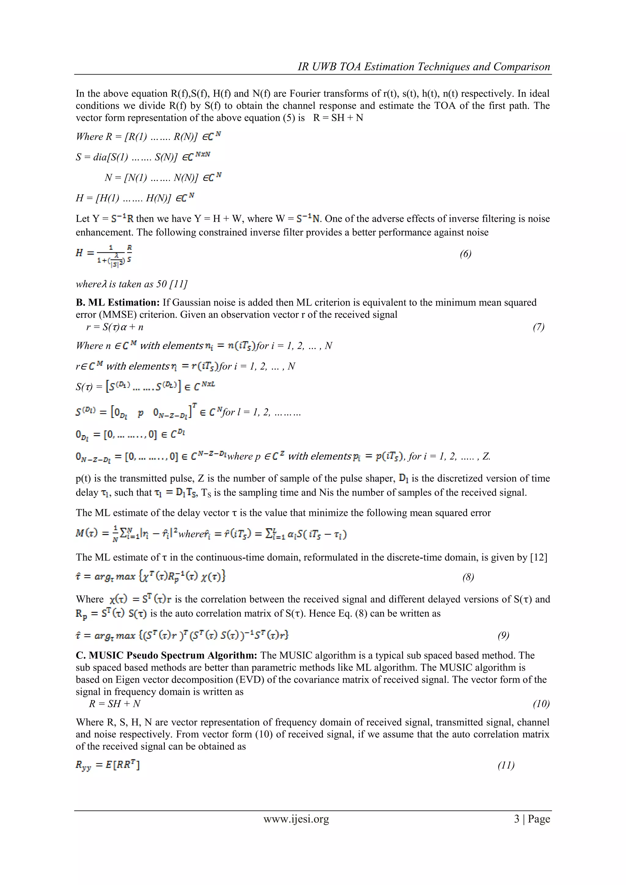 IR UWB TOA Estimation Techniques and Comparison | PDF