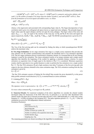 IR UWB TOA Estimation Techniques and Comparison | PDF