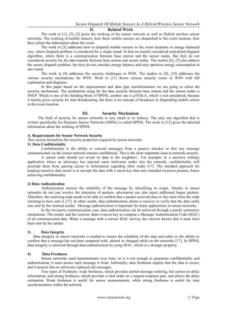 Secure Dispatch of Mobile Sensors in a Hybrid Wireless Sensor Networks | PDF