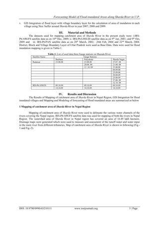 Forecasting Model of Flood Inundated Areas along Sharda River in U.P. | PDF