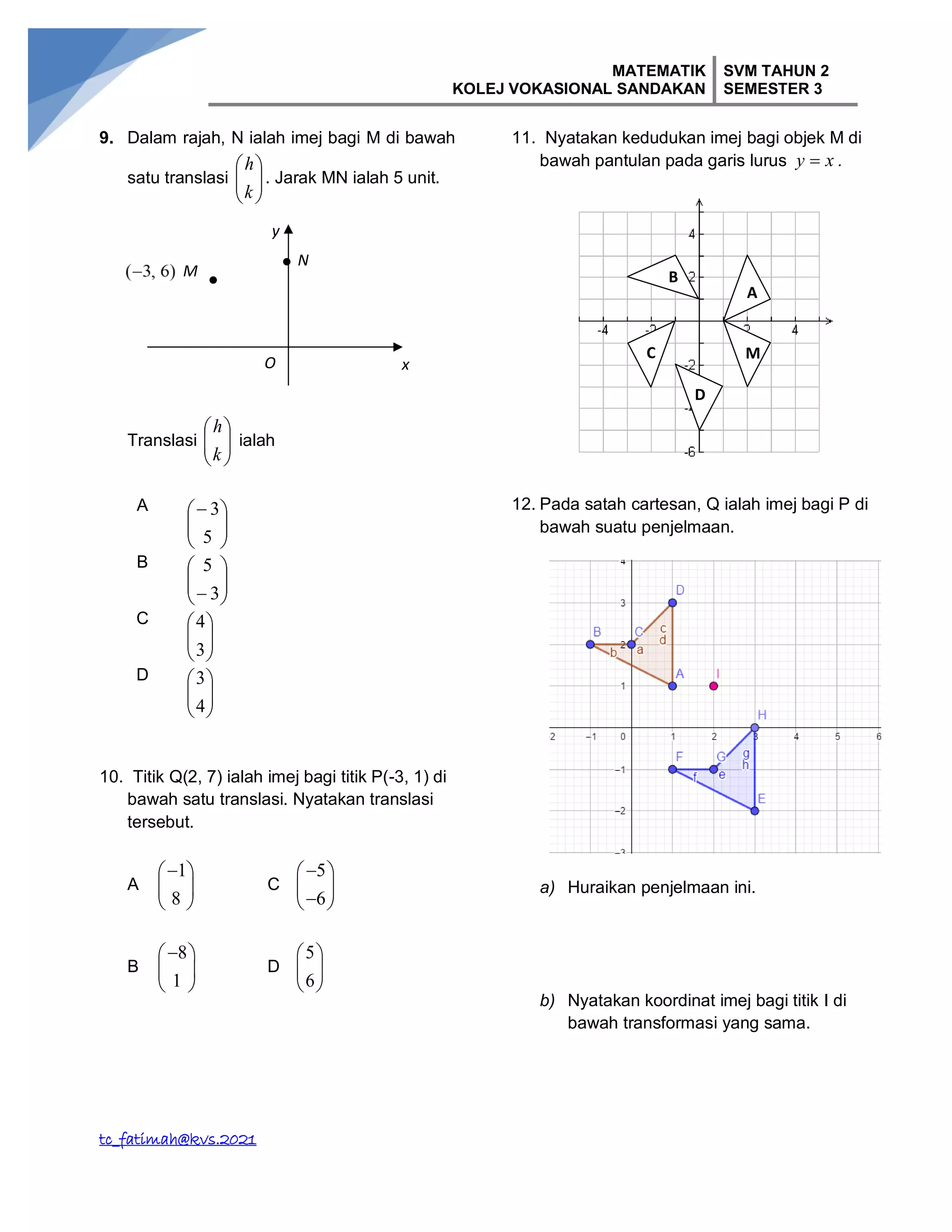 MATEMATIK SEM 3 TRANSFORMASI | PDF