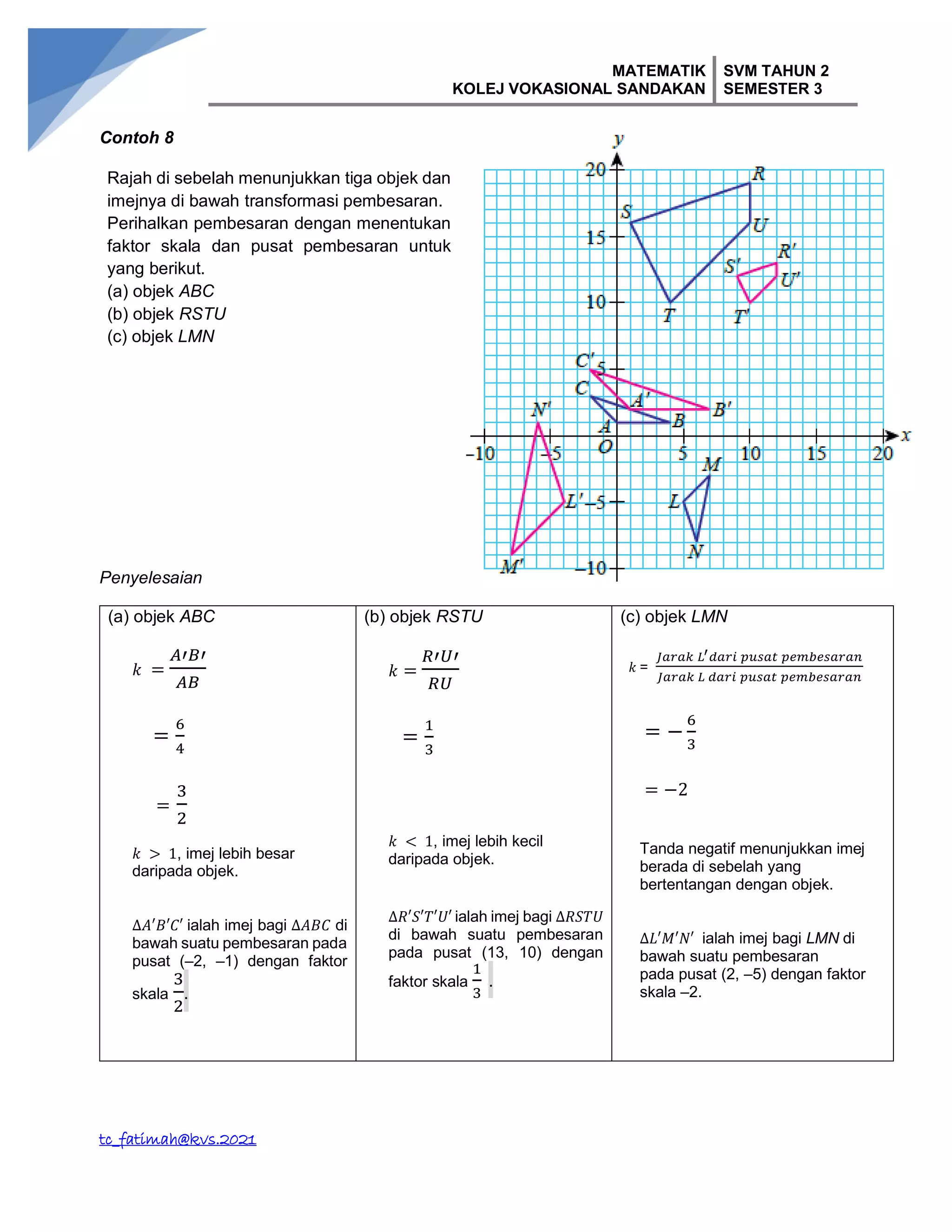 MATEMATIK SEM 3 TRANSFORMASI | PDF
