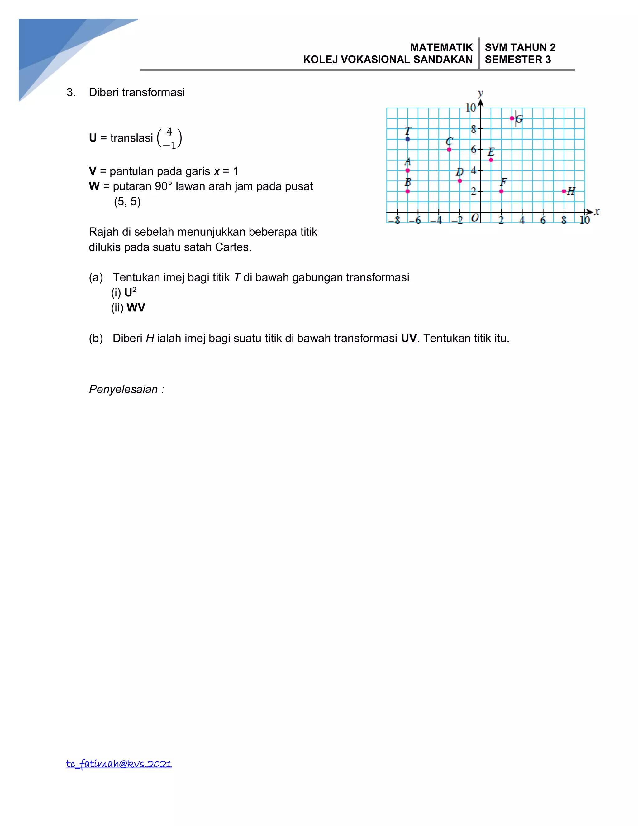MATEMATIK SEM 3 TRANSFORMASI | PDF
