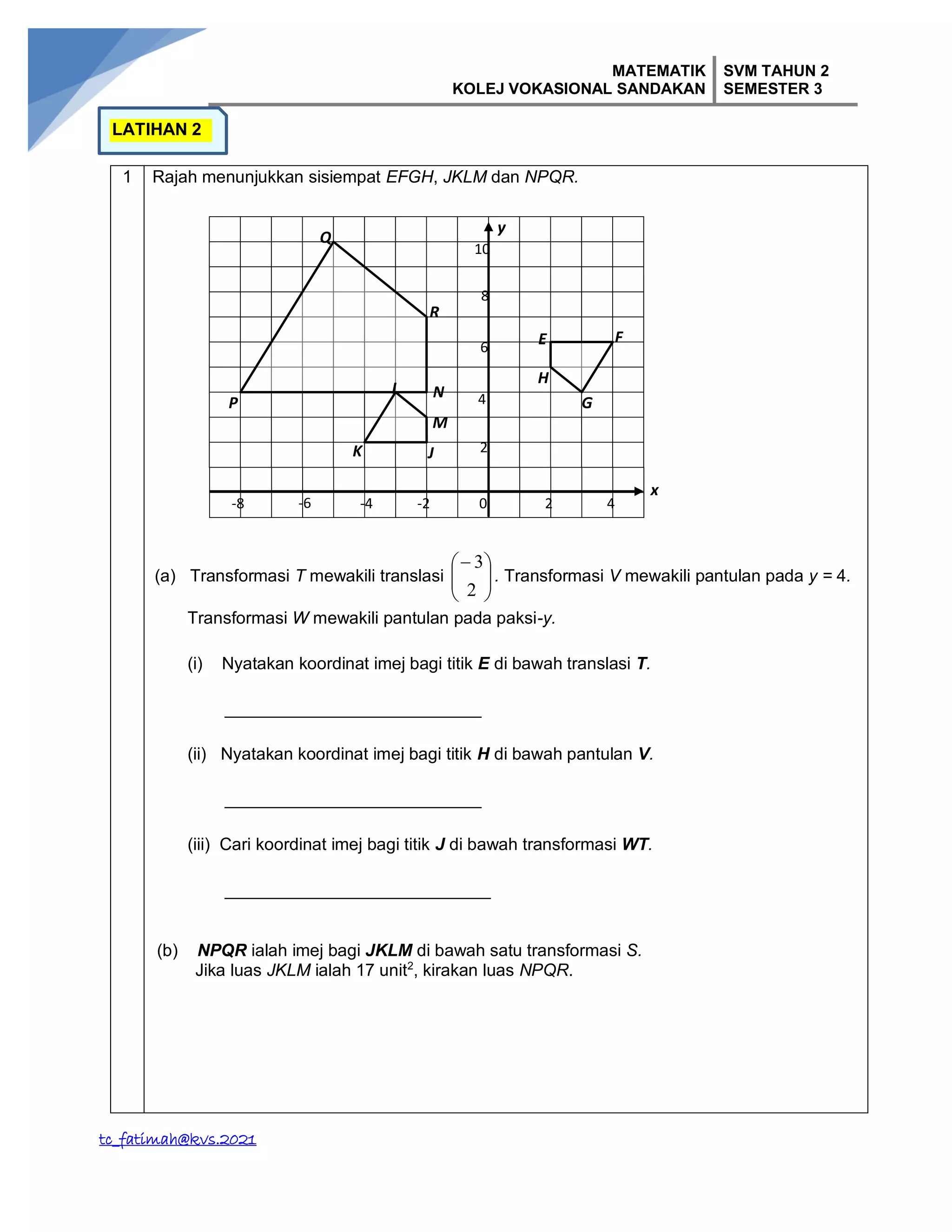 MATEMATIK SEM 3 TRANSFORMASI | PDF