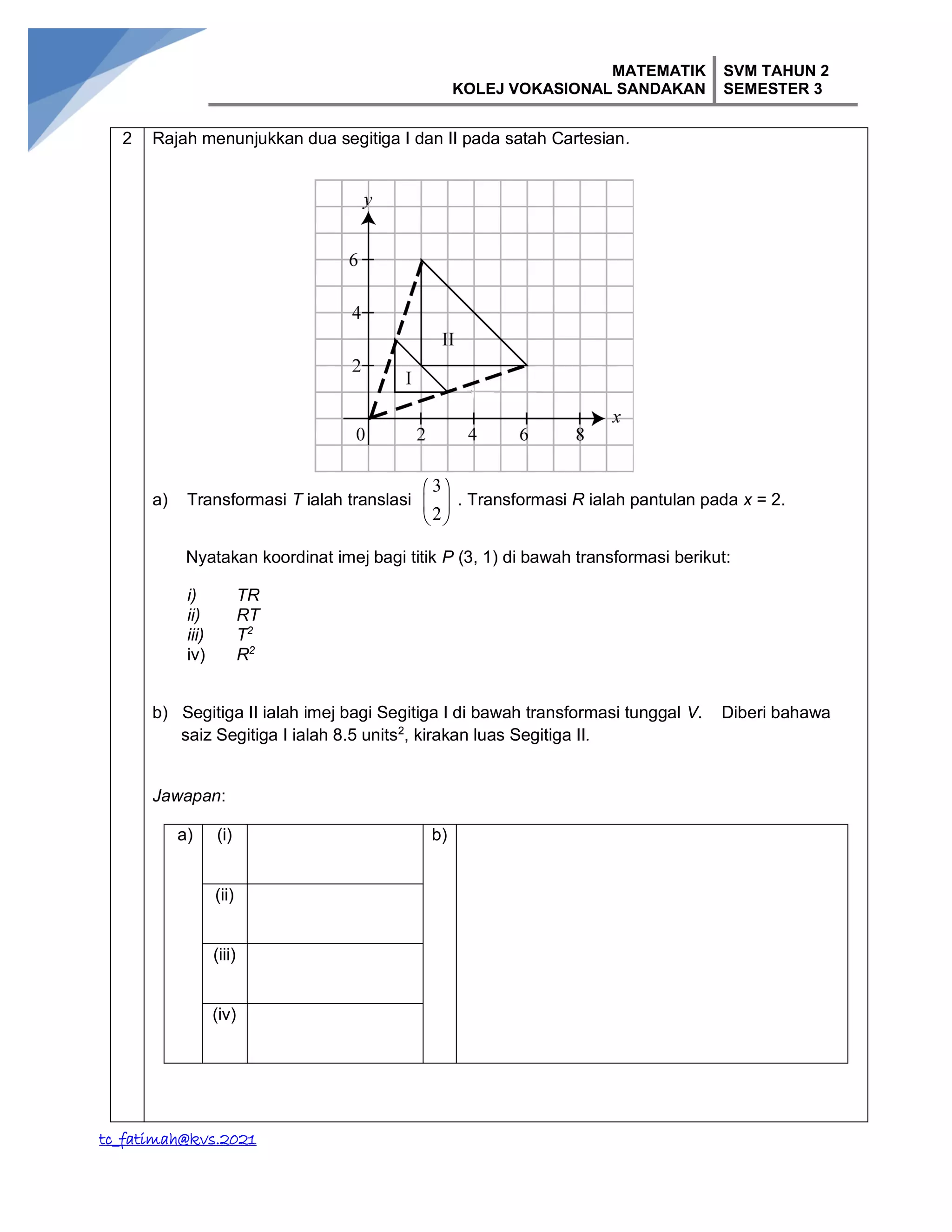 MATEMATIK SEM 3 TRANSFORMASI | PDF