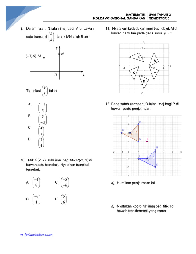 MATEMATIK SEM 3 TRANSFORMASI | PDF