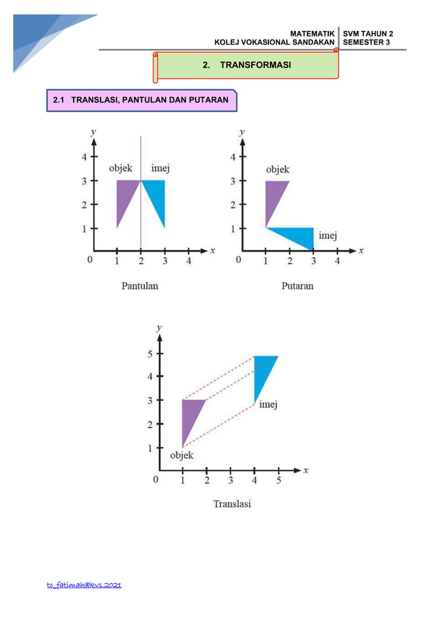 MATEMATIK SEM 3 TRANSFORMASI | PDF