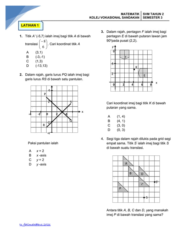 MATEMATIK SEM 3 TRANSFORMASI | PDF