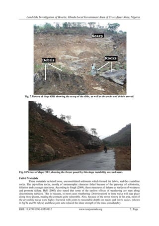 Landslide Investigation of Ikwette, Obudu Local Government Area of ...