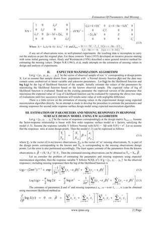 Estimation of Parameters and Missing Responses In Second Order Response Surface Design Model ...