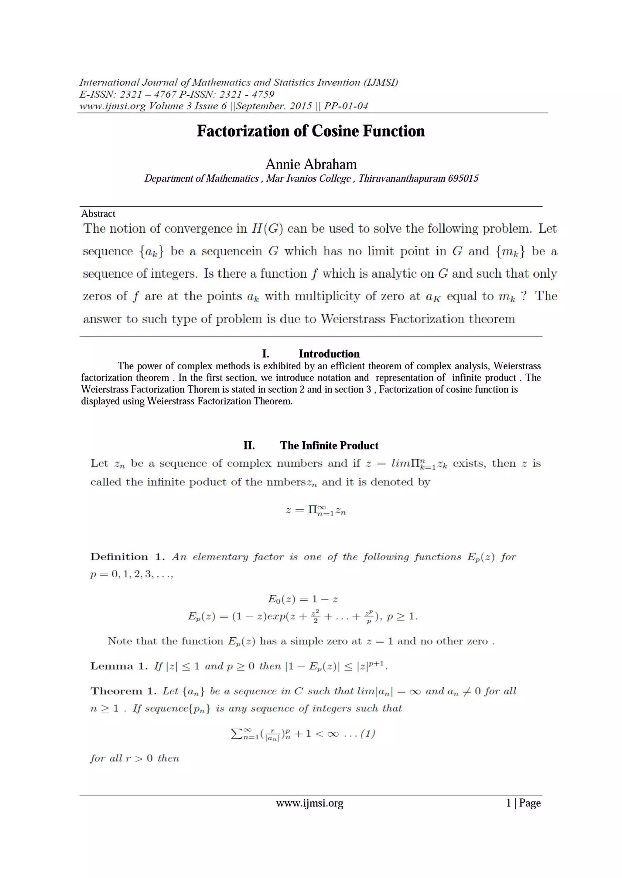 Factorization of Cosine Function | PDF